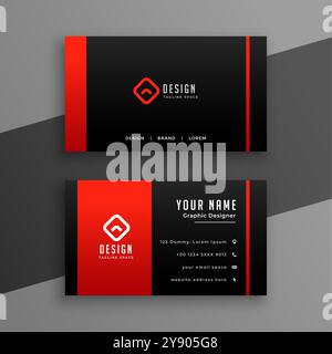 double sided professional visiting card template in red and black color ...