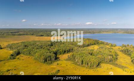 Aerial photograph of Bear Lake, Barron County, Wisconsin on a beautiful ...