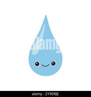 Cartoon water drop character with cute face expressions Stock Vector ...