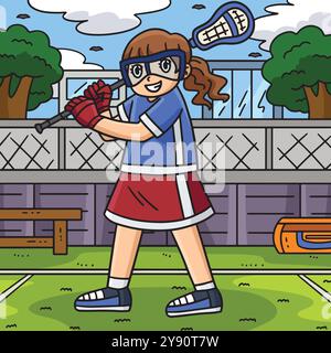 Female Lacrosse Player Cartoon Colored Clipart Stock Vector Image & Art ...