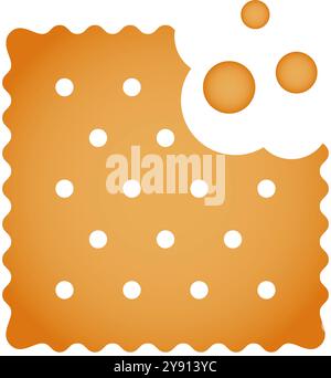 Bitten cracker with crumbs. Sweet or salty biscuit cookie in rectangle ...