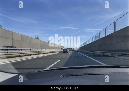 Noise barriers on the A 3 motorway, Bavaria, Germany, Europe Stock ...