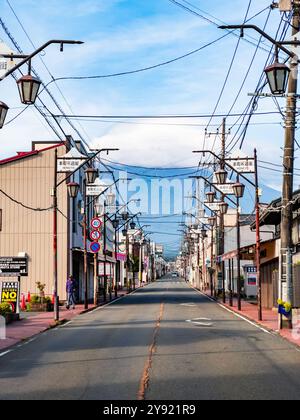 Cityscape of Shimoyoshida city and Mt. Fuji on autumn in japan, cloudy ...