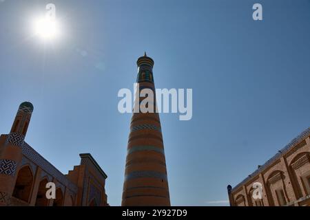 The towering Islam Khoja Minaret, an iconic structure in Khiva ...