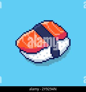 Vector Illustration of Sushi with Pixel Art Design, perfect for food ...
