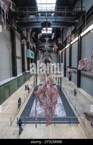 Open Wound with fabric hanging sculptures and mechanical installations ...