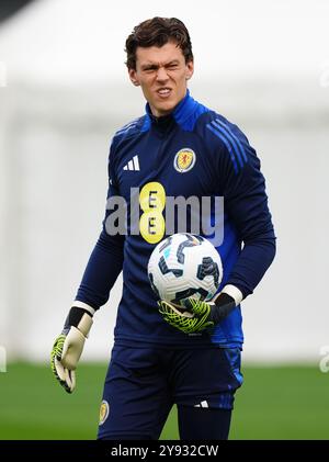 Scotland goalkeeper Jon McCracken during a training session at Lesser ...
