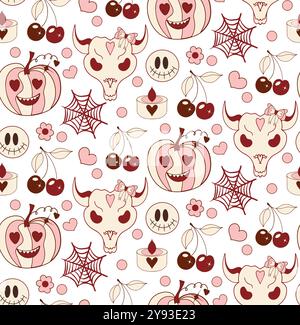 Coquette halloween seamless vector pattern, texture for wallpaper ...