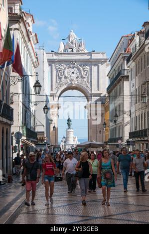 Lisbon, Portugal, Crowd People, Tourists Visiting, Sitting, Riding ...