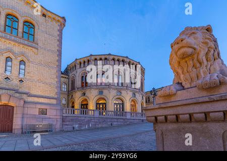 Oslo Norway. Evening View Of Illuminated Opera Ballet House Among High ...
