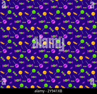 Colorful halloween sweets seamless pattern. Halloween elements. Trick ...
