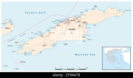 Map of Hydra Stock Photo - Alamy