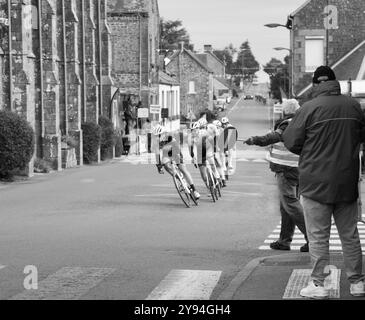 A view of the bike race at Mantilly, in Normandie, North West France ...