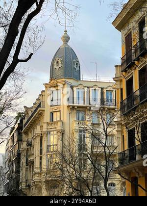 Facade of Art-Nouveau building. Goya street, Madrid, Spain Stock Photo ...