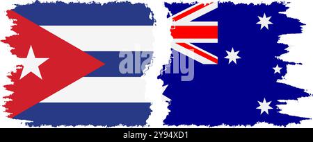 Cuba and Australia grunge flags connection, vector Stock Vector Image ...