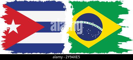 Cuba and Brazil grunge flags connection, vector Stock Vector Image ...