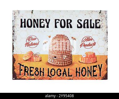 Rustic Honey for Sale sign hanging form a post on a beekeeper's front ...