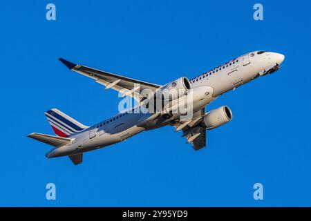 Air France Airbus a220 taking off from Helsinki Airport in Finland ...