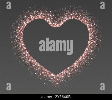 Heart frame background with gold glitter hearts. Valentines day. Vector ...