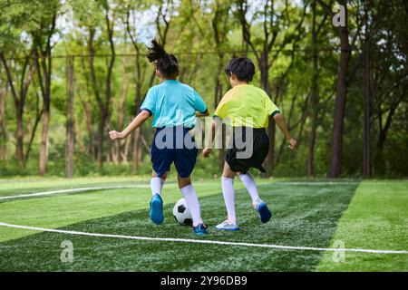 Chinese Kids Playing Football on Soccer Field Stock Photo - Alamy
