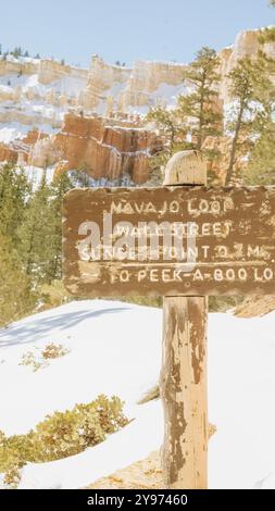 Navajo Loop Trail Sign in Bryce Canyon National Park, Utah-USA Stock ...