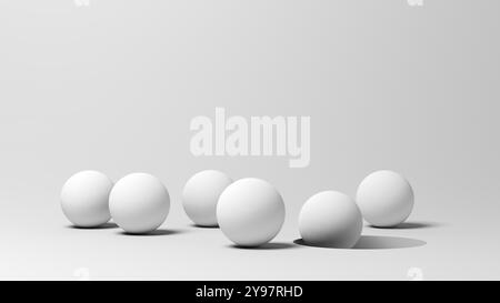 Six white spheres. 3d illustration Stock Photo - Alamy