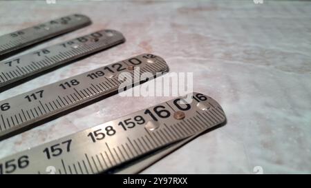 Vintage Steel Meter in Centimeters with Close-up and Copy Space Stock ...
