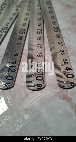 Vintage Steel Meter in Centimeters with Close-up and Copy Space Stock ...