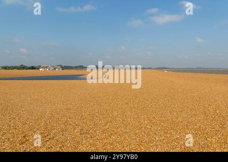 Ridge and lagoon formed on beach at Shingle Street, Hollesley Suffolk ...