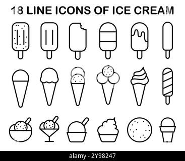 Gelato bowl icons set flat vector. Ice cream. Conce cup isolated Stock ...