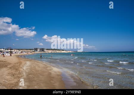 late summer on Bafra public beach in Bafra Northern Cyprus with ...