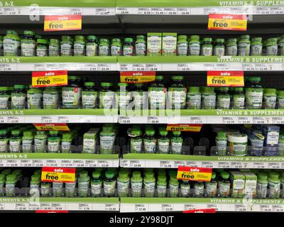 Vitamins and supplements on display at a Meijer store in Michigan USA ...