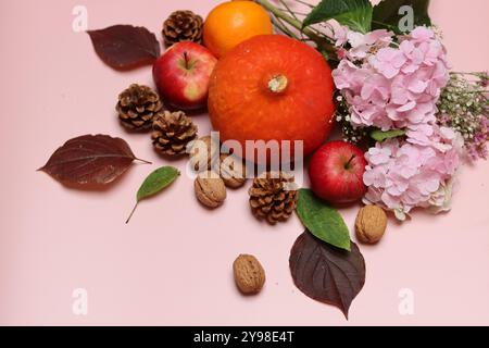autumn aesthetic still life with apples and glowing candle. apple tree ...