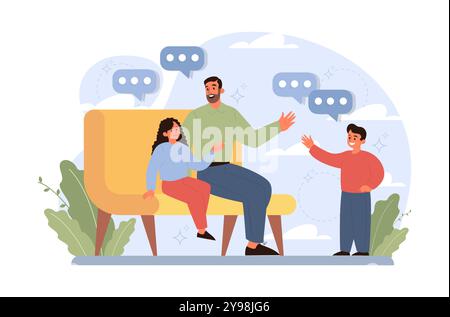 Joint parenting. Divorced spouses raising a child together. Kid ...