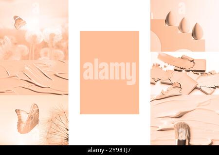 Peach fuzz color themed collage on white background Stock Photo - Alamy
