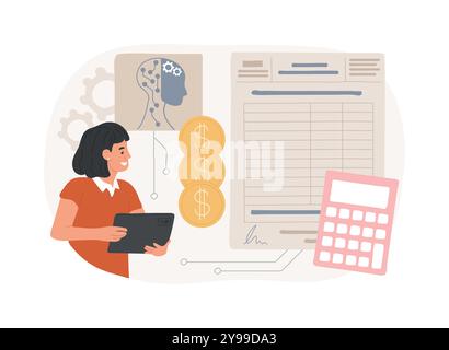 AI-Supported Invoice Processing abstract concept vector illustration ...