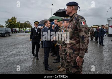 French President Emmanuel Macron and CEMA Fabien Mandon during a ...