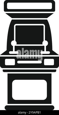 Black solid icon for a retro arcade game machine with two joysticks ...