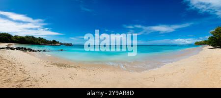 Tobago beach front panorama panoramic I love heart sign written on the ...