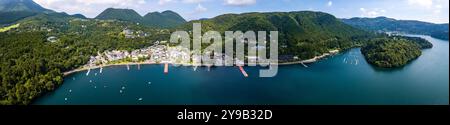 Aerial view of Hakone lake shrine, in Japan Stock Photo - Alamy