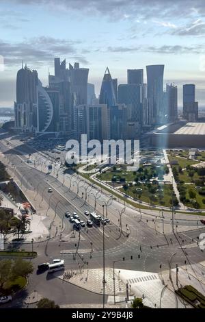 Aerial view of Doha Roads west bay Qatar Stock Photo - Alamy