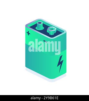 Battery isometric icon, isolated on color background Stock Vector Image ...