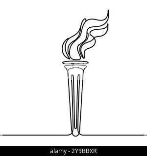 Continuous line drawing of the Olympic torch. Single line drawing of ...