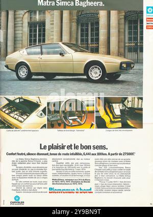 The 1974 Matra Simca Bagheera is a French sports car known for its ...
