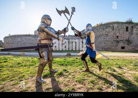 The Rhodes Medieval Rose Association Knights' Swords Team, photographed ...