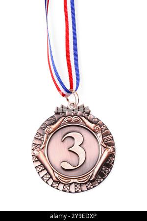 One bronze medal isolated on white, top view Stock Photo - Alamy