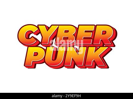 Cyber punk. Text effect design in bold fonts with 3D style Stock Vector ...
