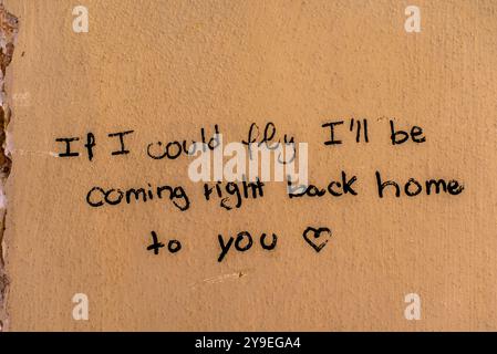 If I Could Fly I will Be Coming Right Back Home To You graffiti Stock ...