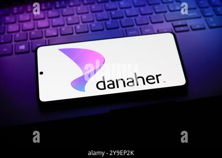 In this photo illustration, Danaher Corporation logo seen displayed on ...