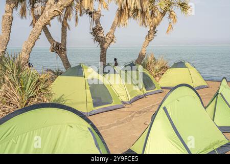Camping at the Afrera lakeshore, Danakil Depression, Ethiopia Stock ...